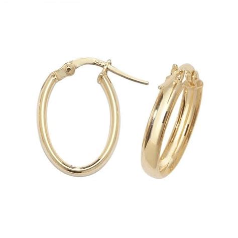 9ct Yellow Gold Oval Hoop Earrings Er956 Polished Quality Acotis