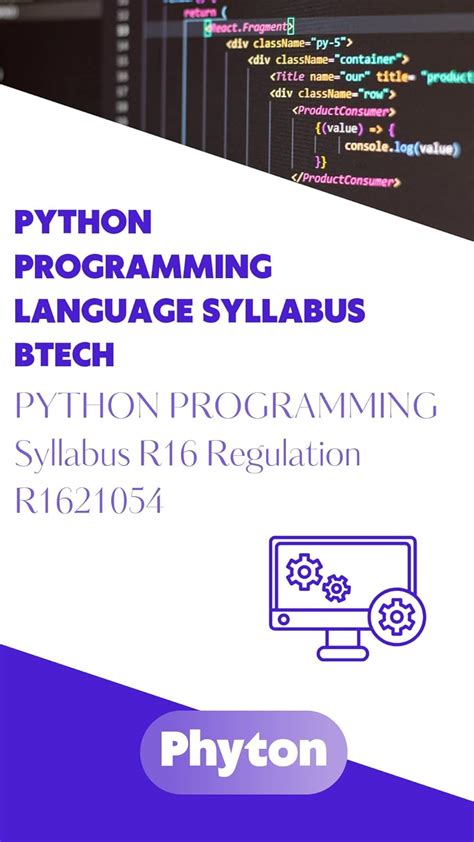 Python Programming Syllabus R16 Regulation R1621054 Python Programming