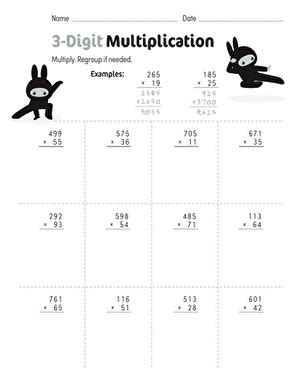 Triple Digit Multiplication Worksheets Worksheets Worksheets Library