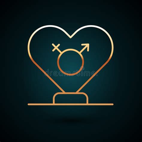 Gold Line Gender Icon Isolated On Dark Blue Background Symbols Of Men