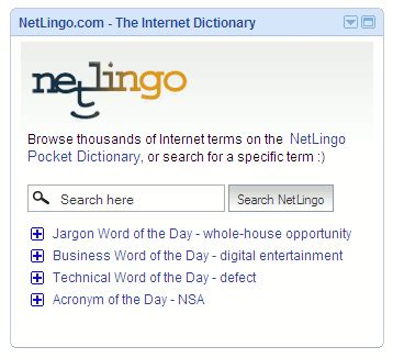 NetLingo Widget And Gadget Word Of The Day Plus Search And Browse The Dictionary All From