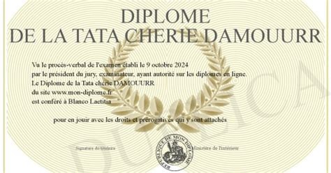 Diplome De La Tata Cherie Damouurr