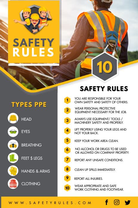 Construction Work Safety Guidelines Poster Template Postermywall