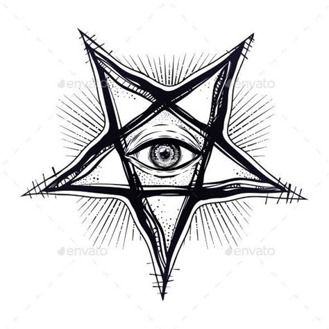Intriguing Pentagram Tattoo With All Seeing Eye Upside Down Star