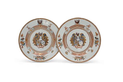 Lot Pair Of Dutch Market Armorial Plates Bearing The Arms Of