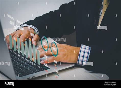 big data graph with computer laptop virtual screen in economic analysis