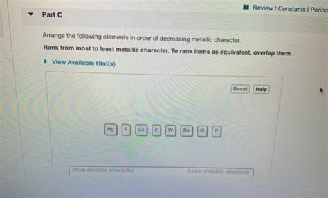 Solved Arrange The Following Elements In Order Of Decreasing