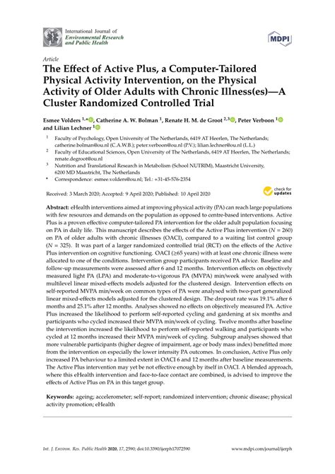 pdf the effect of active plus a computer tailored physical activity