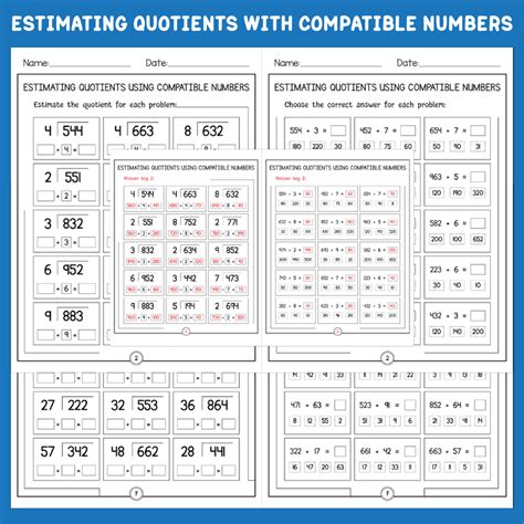 3 ÷ 1 Digit 3 ÷ 2 Rounding And Estimating Quotients Using Worksheets Library
