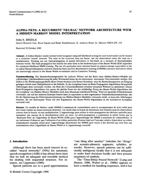 (PDF) Alpha Nets - A Recurrent Neural Network Architecture With a Hidden Markov Model (HMM ...