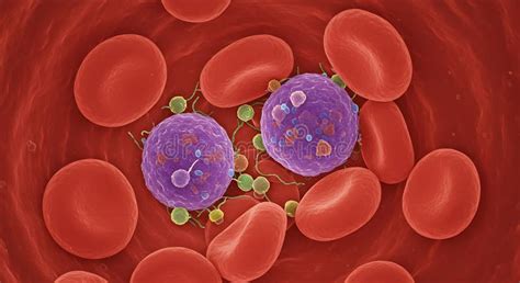 Blood Cells Microscopic View Red Cells And Lymphocytes Illustration