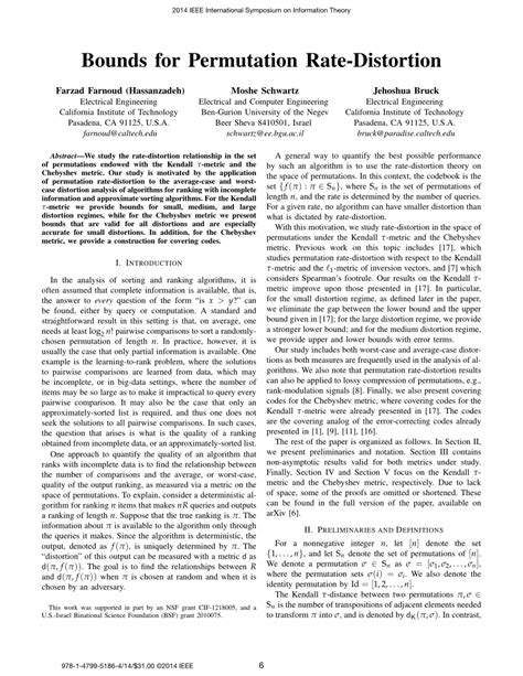 Pdf Bounds For Permutation Rate Distortion