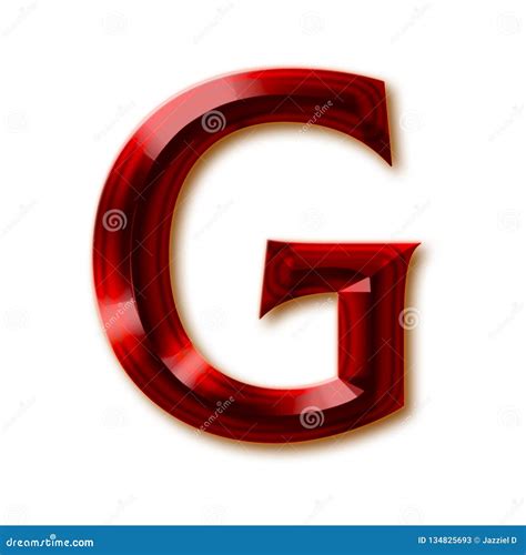 Letter G From Stylish Faceted Ruby Alphabet Stock Illustration