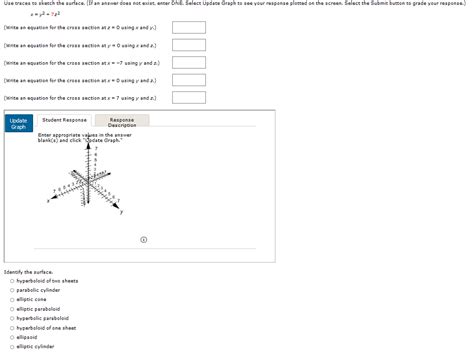 solved use traces to sketch the surface if an answer does