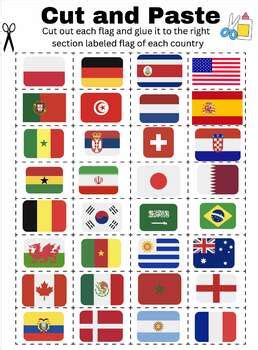 World Cup Countries Cut Match And Glue Activity Tpt