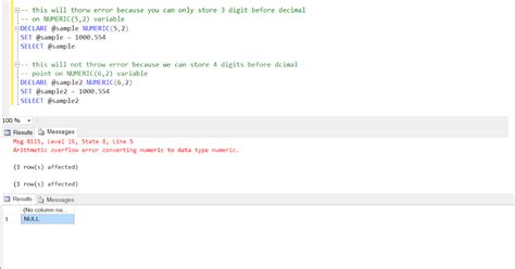 How To Fix Arithmetic Overflow Error Converting Numeric To Data Type Numeric In Sql Server Example