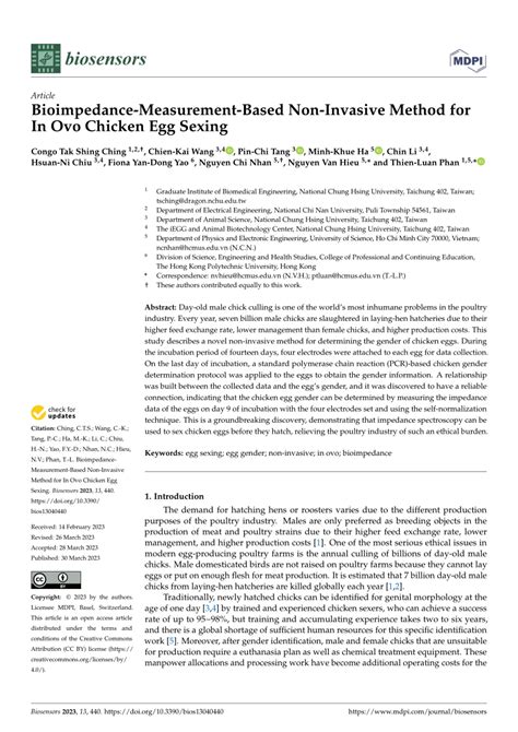 Pdf Bioimpedance Measurement Based Non Invasive Method For In Ovo