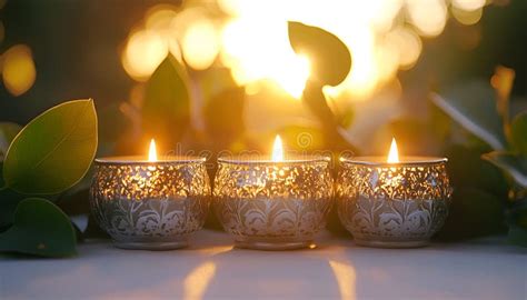 Elegant Silver Candlesticks Glowing On Passover Pesach Table Enhancing Holiday Atmosphere Stock
