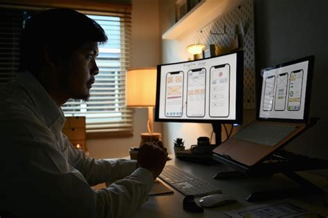 Premium Photo Focused Male Developer Working On Development Project