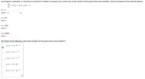 Solved A Program A Calculator Or Computer To Use Eulers