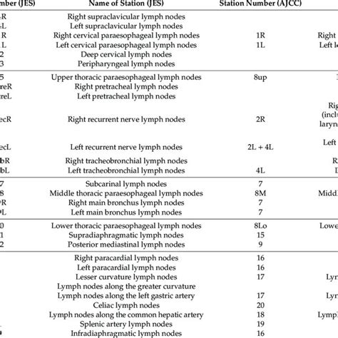 Combination Of Jes And Ajcc Stations And Five Lymph Node Regions Download Scientific Diagram