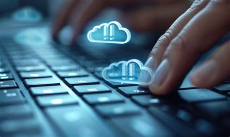 Fingers Typing On A Keyboard With Cloud Storage Logos On The Keys Stock Image Image Of