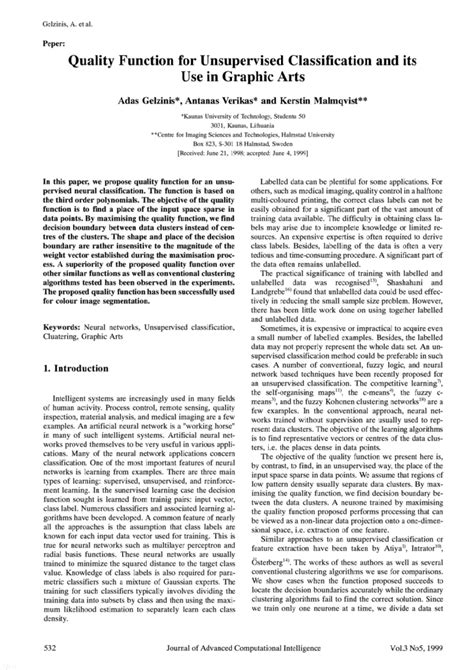Pdf Quality Function For Unsupervised Classification And Its Use In