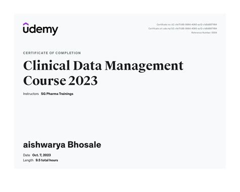Completed Clinical Data Management Course Dr Aishwarya Bhosale