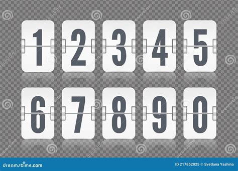 Vector Numeric Template Set Of Flip Scoreboard With Reflections