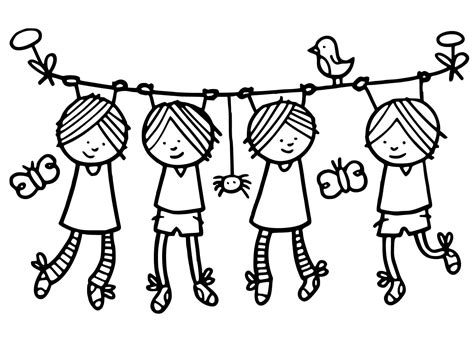 Målarbild Glada Barn Skiv Ut Gratis På