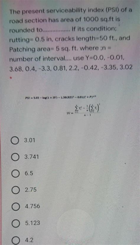 Solved The Present Serviceability Index Psi Of A Road