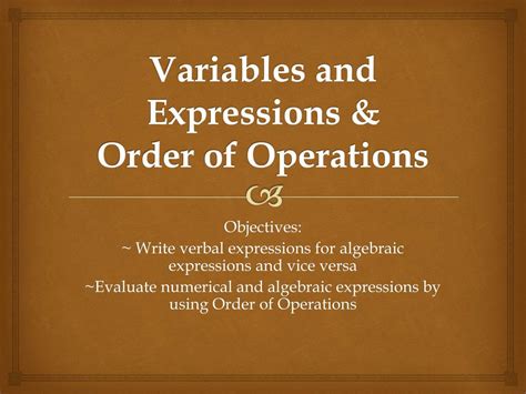 PPT Variables And Expressions Order Of Operations PowerPoint Presentation ID 1618113