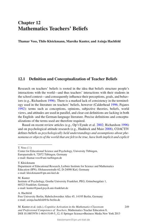 Pdf Mathematics Teachers Beliefs
