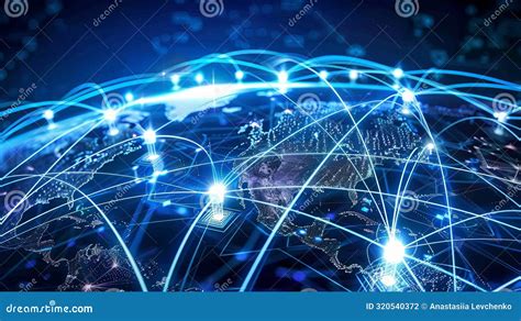 A Digital Representation Of Global Connectivity With Glowing Lines And