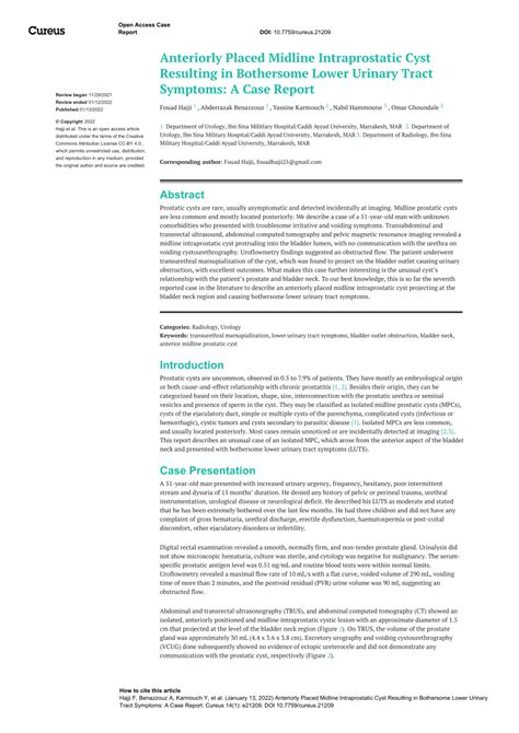 Pdf Anteriorly Placed Midline Intraprostatic Cyst Resulting In