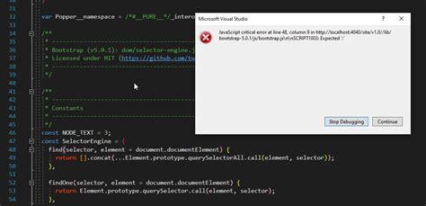 Syntax Error In Bootstrapjs · Issue 34191 · Twbsbootstrap · Github