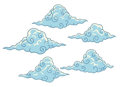 Set Of Hand Drawing Of Japanese Cloud 23232362 Vector Art At Vecteezy