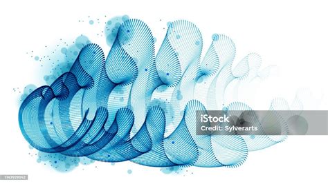 흐르는 물결 입자 추상적인 벡터 배경 바람에 부드러운 매력적인 모양의 도트 투명 한 얇은 명주 그물 직물 3d 모양 도트 혼합 메쉬 차분한 고요한 벽지 0명에 대한 스톡