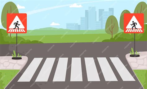 Premium Vector Crosswalk Sign At Street Stop Signs For Cars Place For