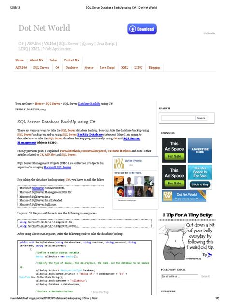 sql server database backup using c dot net world pdf microsoft