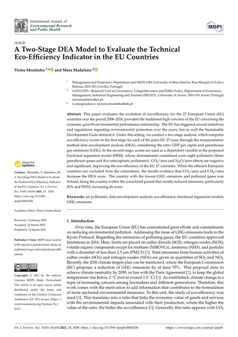 Pdf A Two Stage Dea Model To Evaluate The Technical Eco Efficiency
