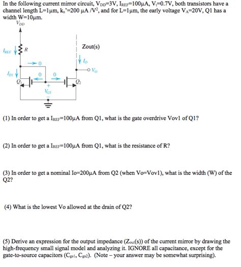solved in the following current mirror circuit vdd 3v