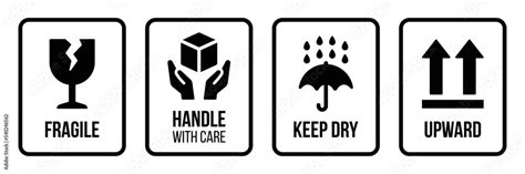 Fragile Package Icon Handle With Care Logistics And Delivery Shipping Sign Isolated On White