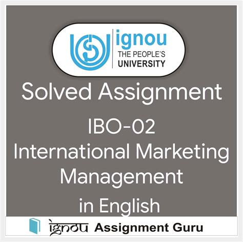 IBO International Marketing Management In English Solved Assignment Old Free