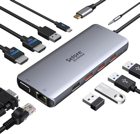Selore Estación De Acoplamiento Usb C Adaptador Usb C Con 4k Usb C A
