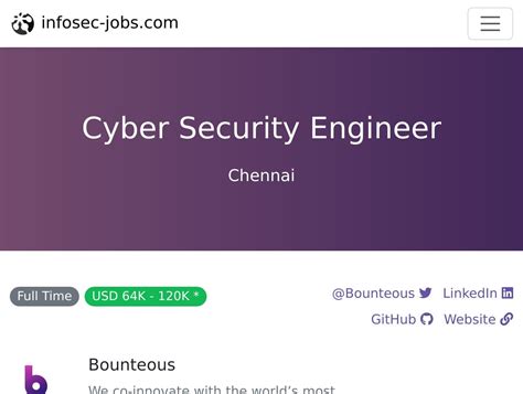 Hiring Cyber Security Engineer In Chennai Rinfosecjobs
