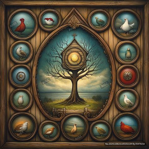 Ai创作图时钟仙境鸟笼 鸟尊窗户 神秘窗户 魔法传送门 树形窗户 窗体艺术画 时间窗户 鸟类大厅壁画 门户奇幻 小鸟桌屏 唯美意境框画 彩绘玻璃场景 宝瓶窗户 鸟卧室背景墙 古怪的窗口