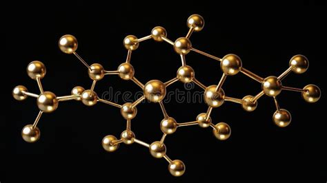 Golden Molecular Structure Network On A Black Background Showcasing
