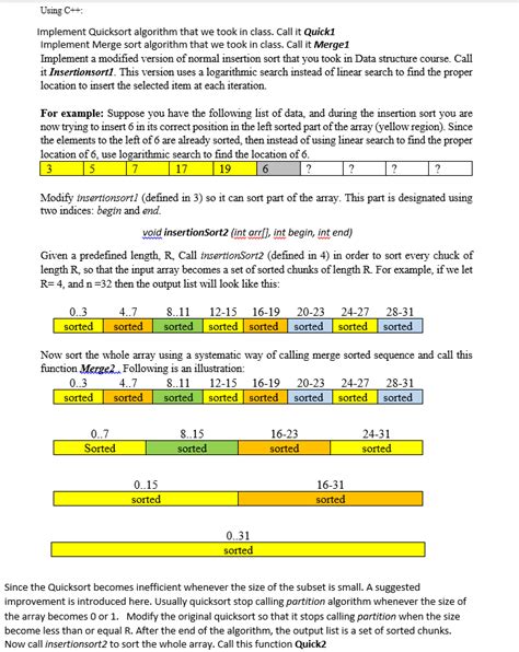 Solved Using C Implement Quicksort Algorithm That We Took