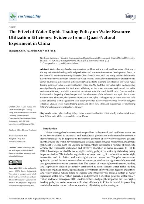 Pdf The Effect Of Water Rights Trading Policy On Water Resource